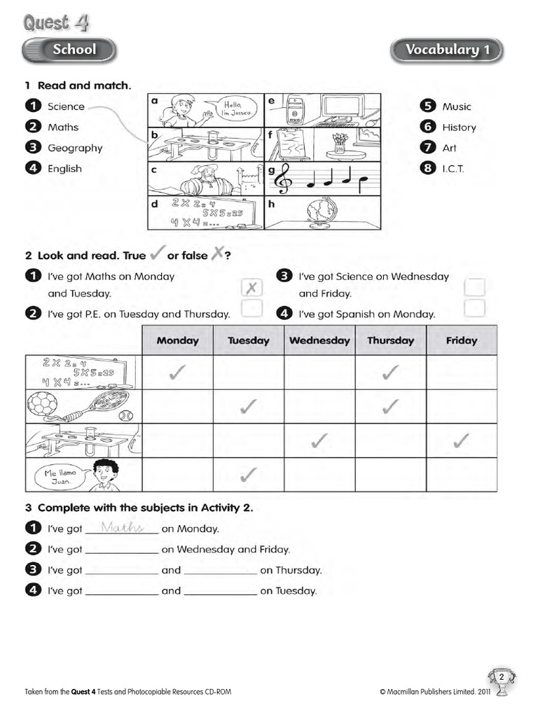 Vocabulary 1 School: Quest 4 Tests and Photocopiable Resources CD-ROM | PDF