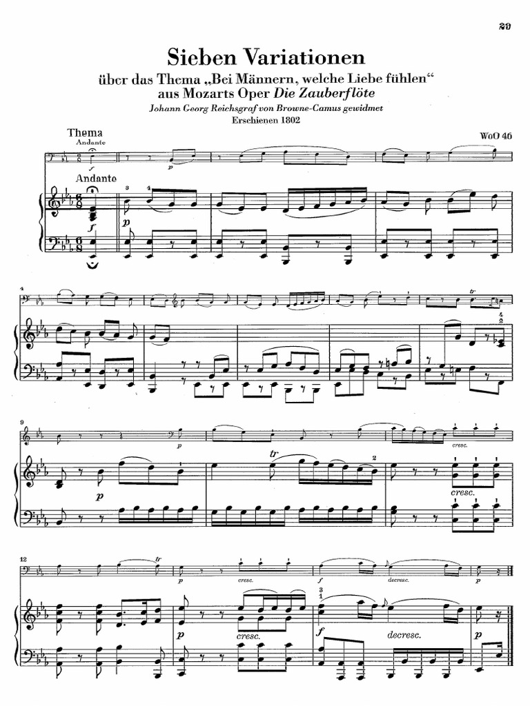 Beethoven 7 Variations in E Flat | PDF