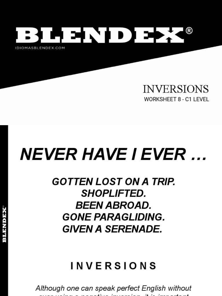 Inversions - C1 | PDF | Language Mechanics | Syntax