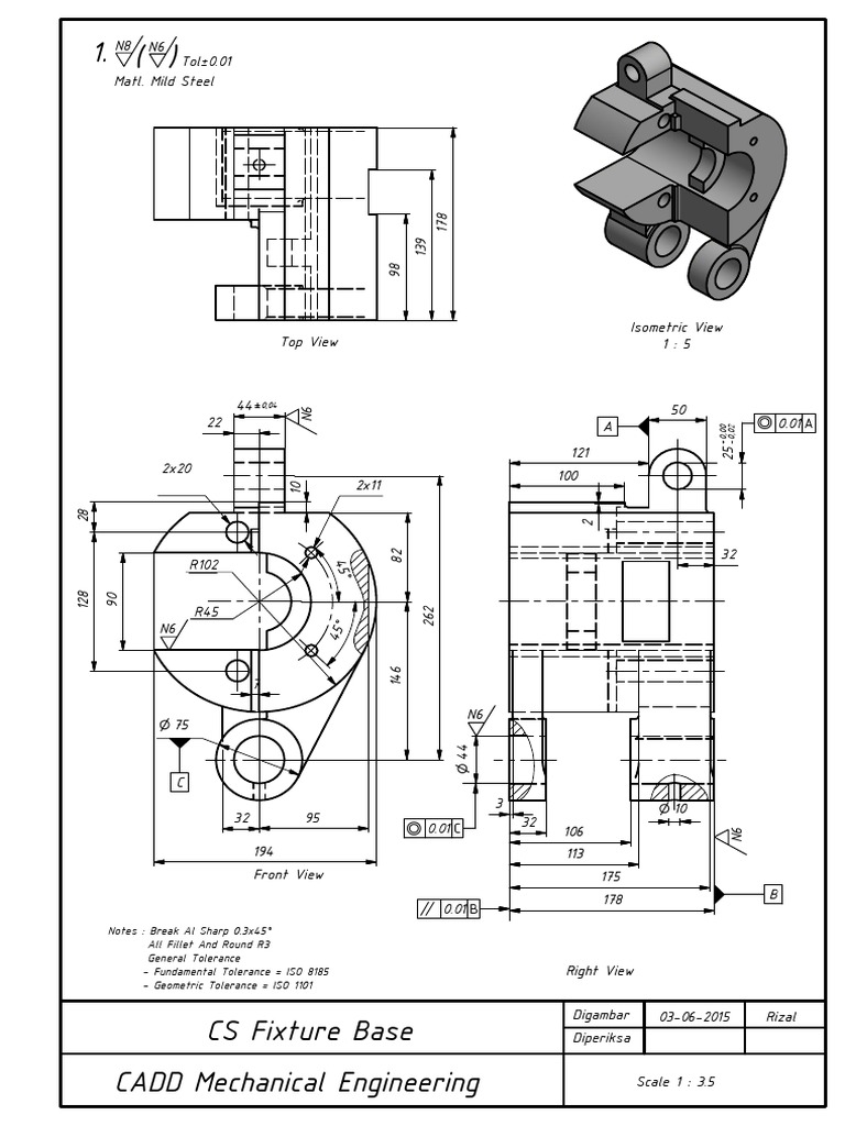 Fixture Base Isometric Drawing | PDF | Engineering