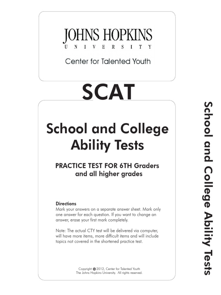 Practice Test For SCAT | PDF