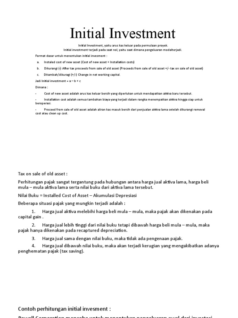 Menghitung Initial Investment | PDF | Pengelolaan Keuangan & Uang