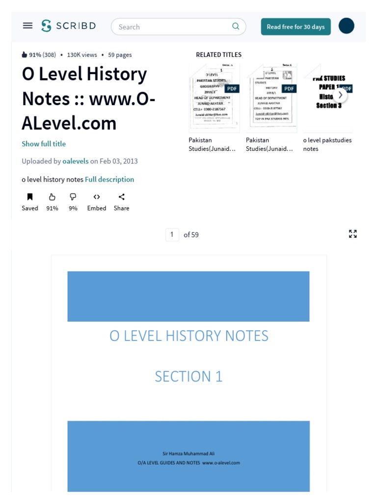 O Level History Notes - Www.o-Alevel | PDF | Linked In | Social Network
