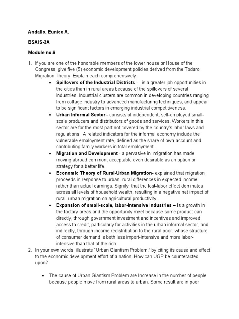 Andallo, Eunice A. Bsais-3A Module No.6 | PDF | Human Migration ...