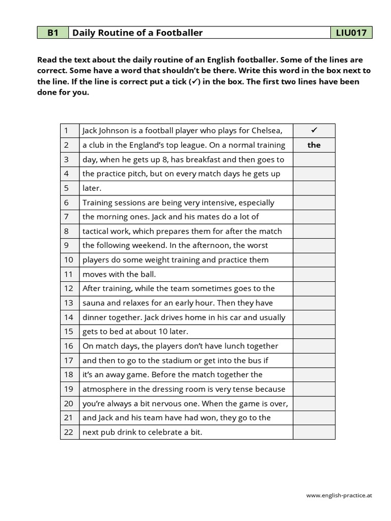 Liu017 Daily Routine of A Footballer | PDF | Lunch | Sports