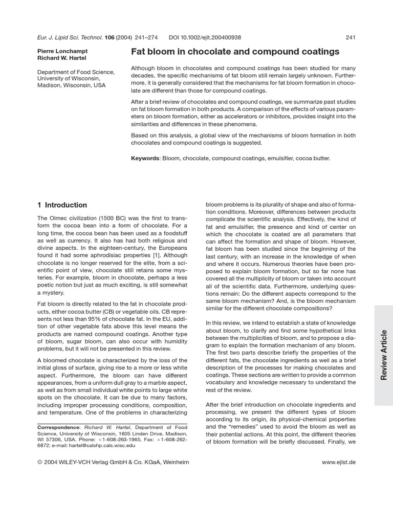Fat Bloom in Chocolate and Compound Coating | Download Free PDF ...