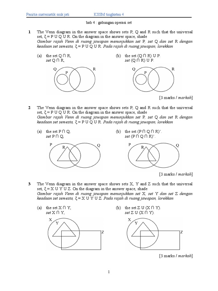 Panitia Matematik SMK Jati KSSM Tingkatan 4: Bab 4: Gabungan Operasi ...