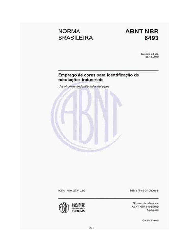 NBR 6493 de 11.2019 - Emprego de Cores para Identificação de Tubulações ...