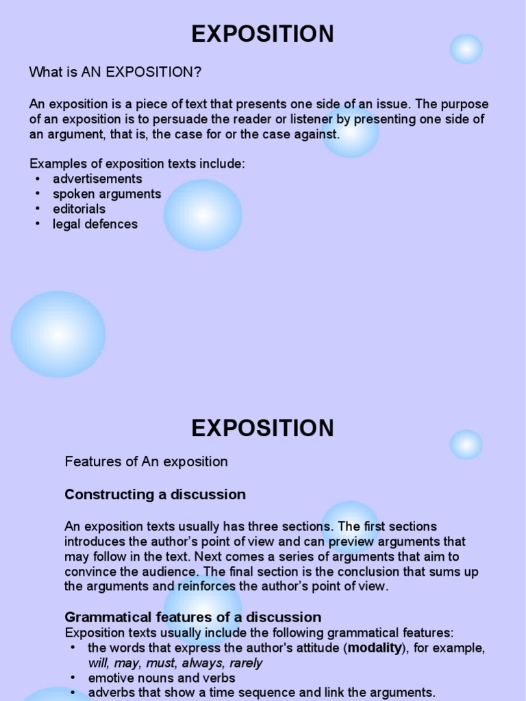 Exposition: What Is An Exposition? | PDF | Sentence (Linguistics) | Verb