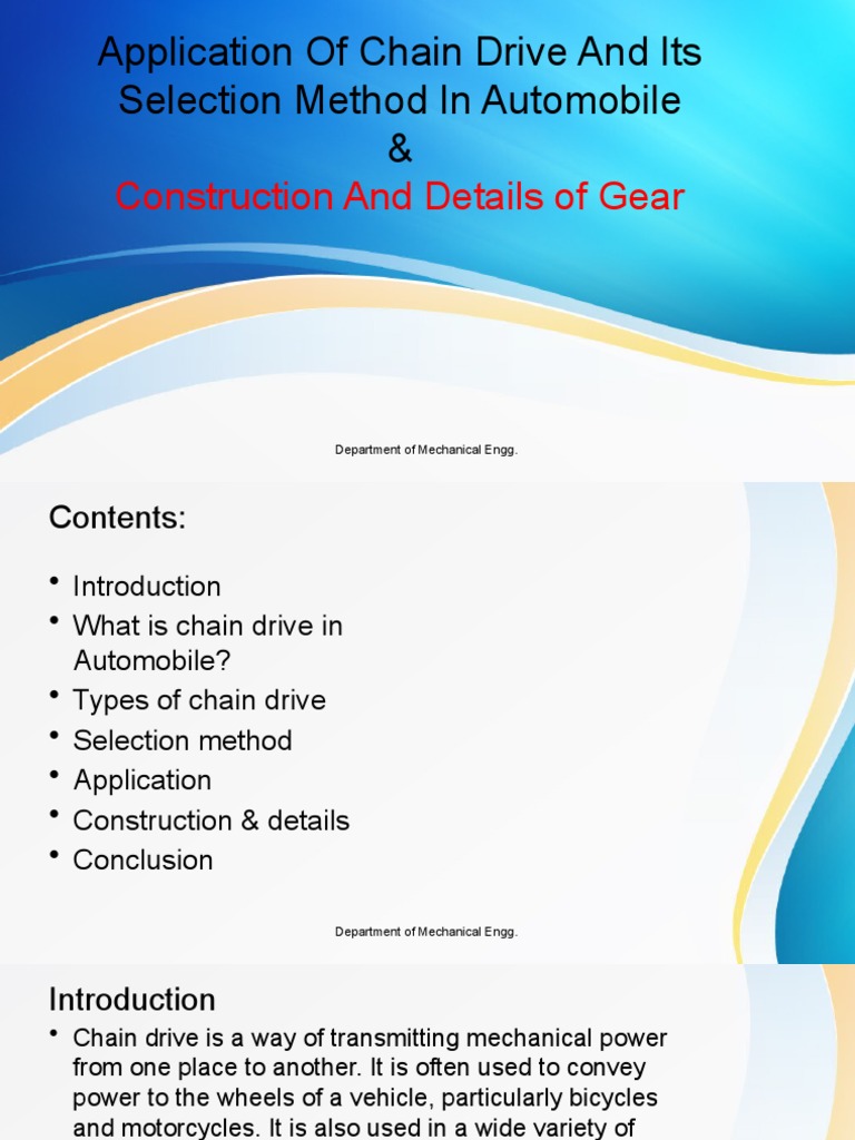 Application of Chain Drive and Its Selection Method in Automobile | PDF ...