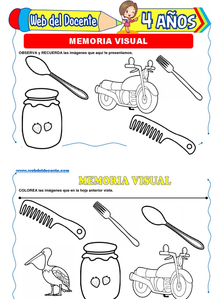 Hojas De Trabajo De Memoria Visual Memoria Visual Para Niños De 4