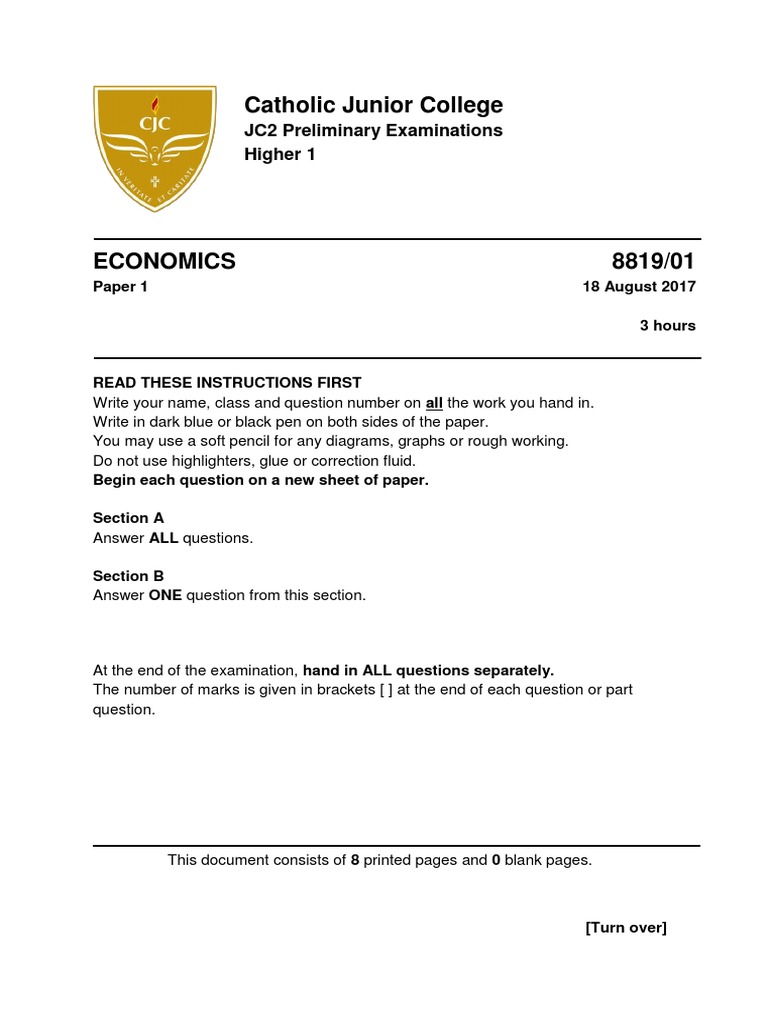 Econs H2 2017 Prelims | PDF | Fiscal Policy | Economic Growth