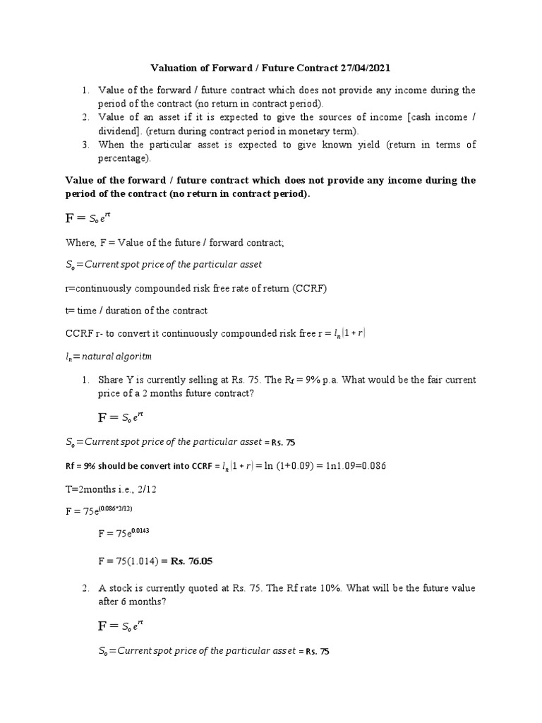 Valuation of Forward | PDF | Margin (Finance) | Futures Contract