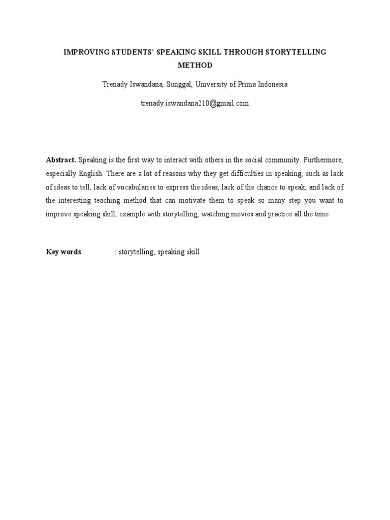 Trenady Iswandana (How To Improve English Skill With Story Telling ...