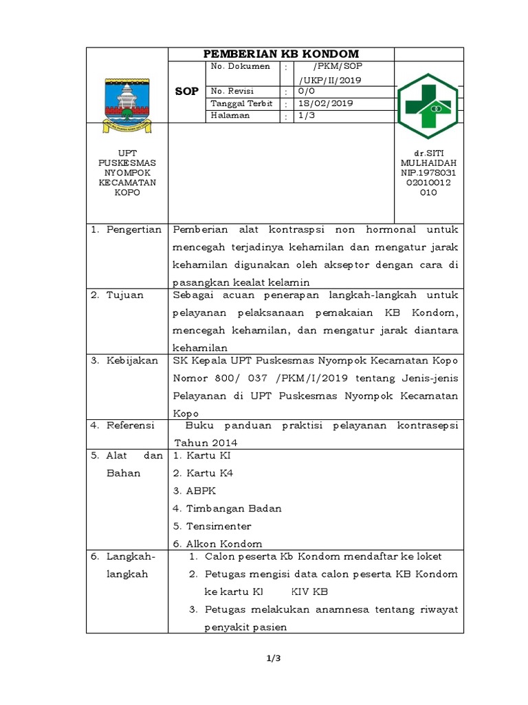 Sop Pemberian KB Kondom | PDF