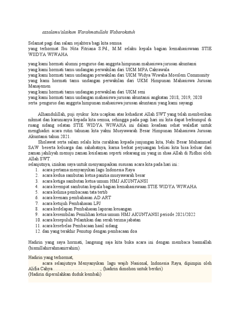 Teks MC Mubes 2021 | PDF