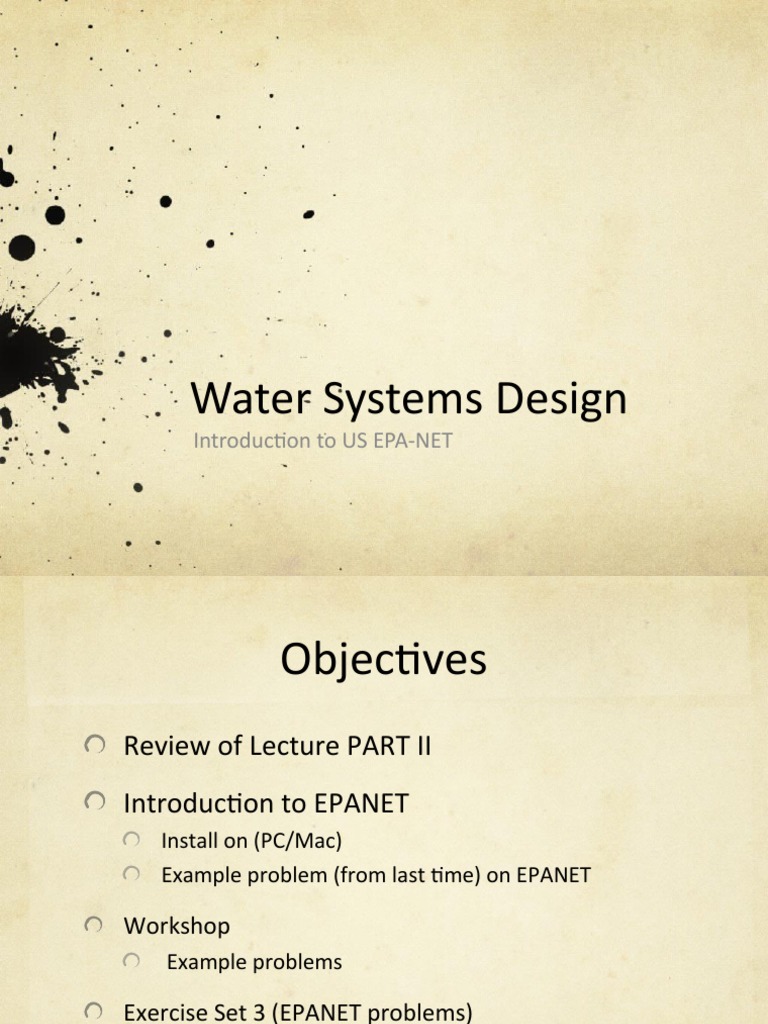 Water Systems Design: Introduction To US EPA-NET | PDF | Water Supply ...