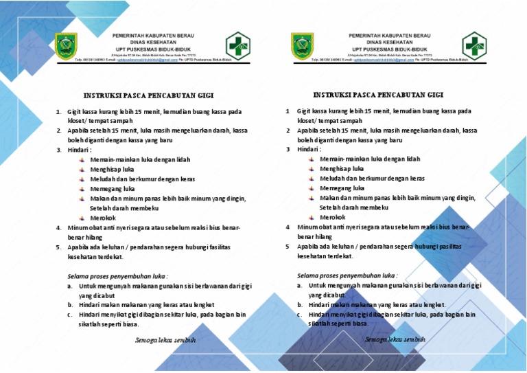 Instruksi Pasca Pencabutan Gigi | PDF