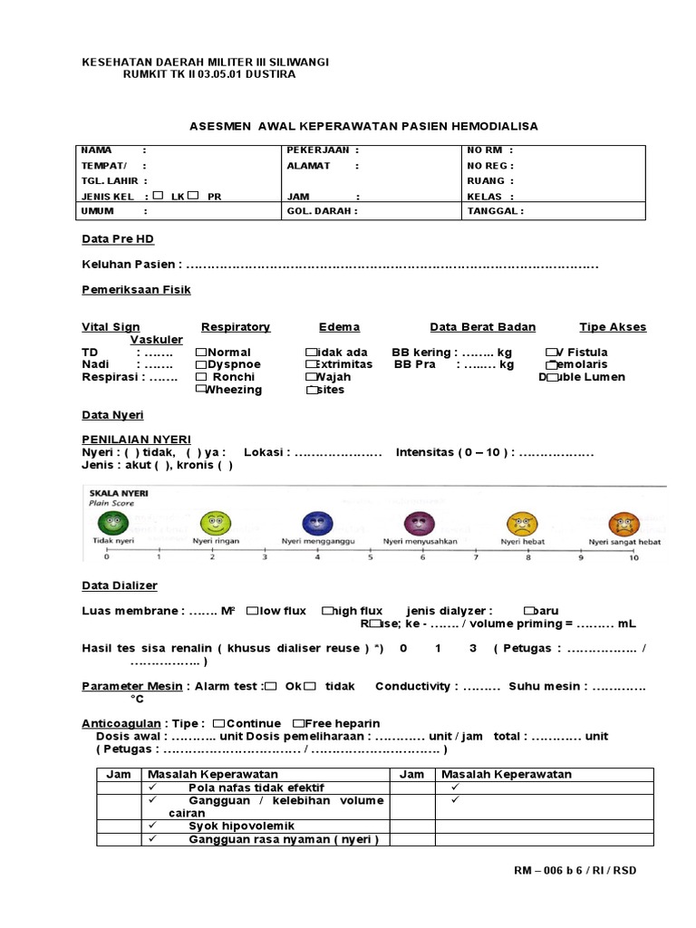 Asesmen Awal Keperawatan Pasien Hemodialisa | PDF