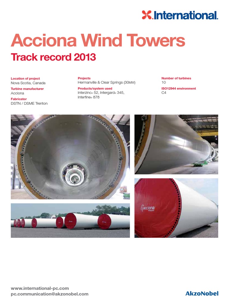 Acciona Wind Towers Track Record | PDF | Computers | Technology & Engineering