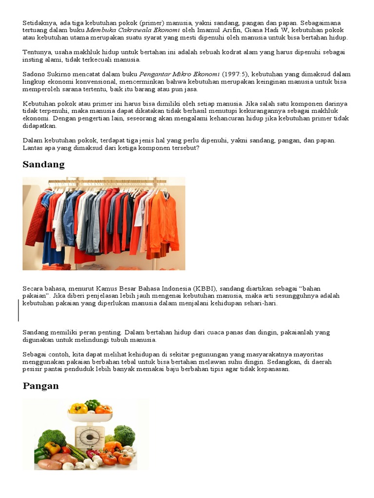 Konsep Sandang, Pangan, dan Papan | PDF