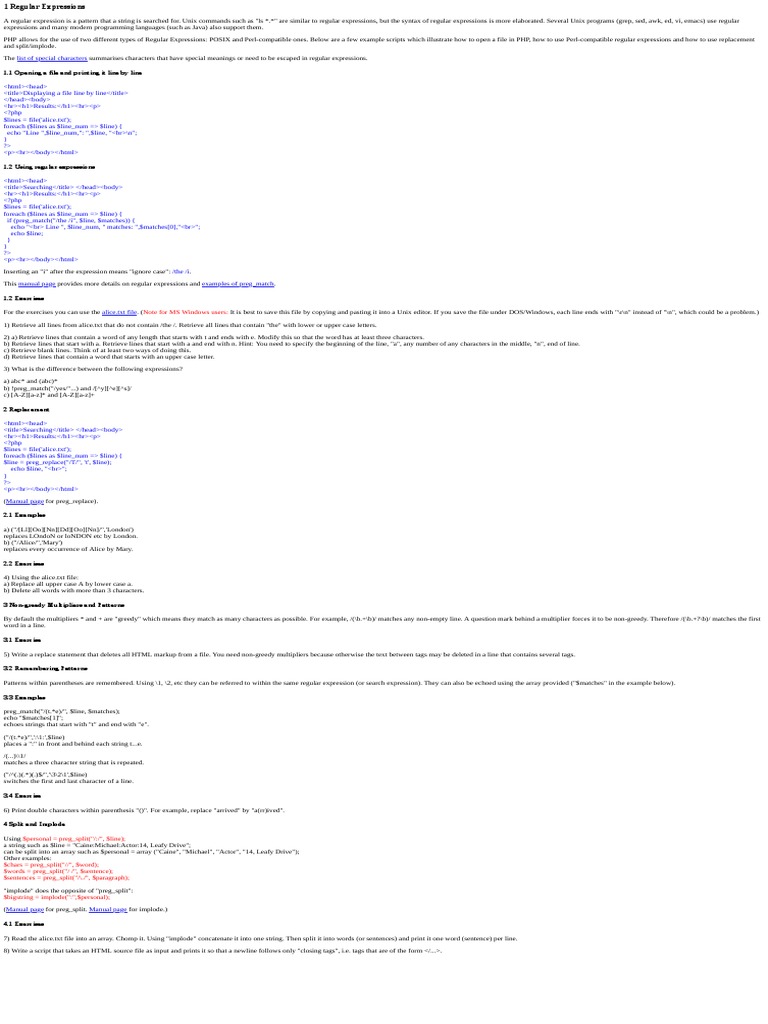 List of Special Characters: Note For MS Windows Users | PDF | Regular ...
