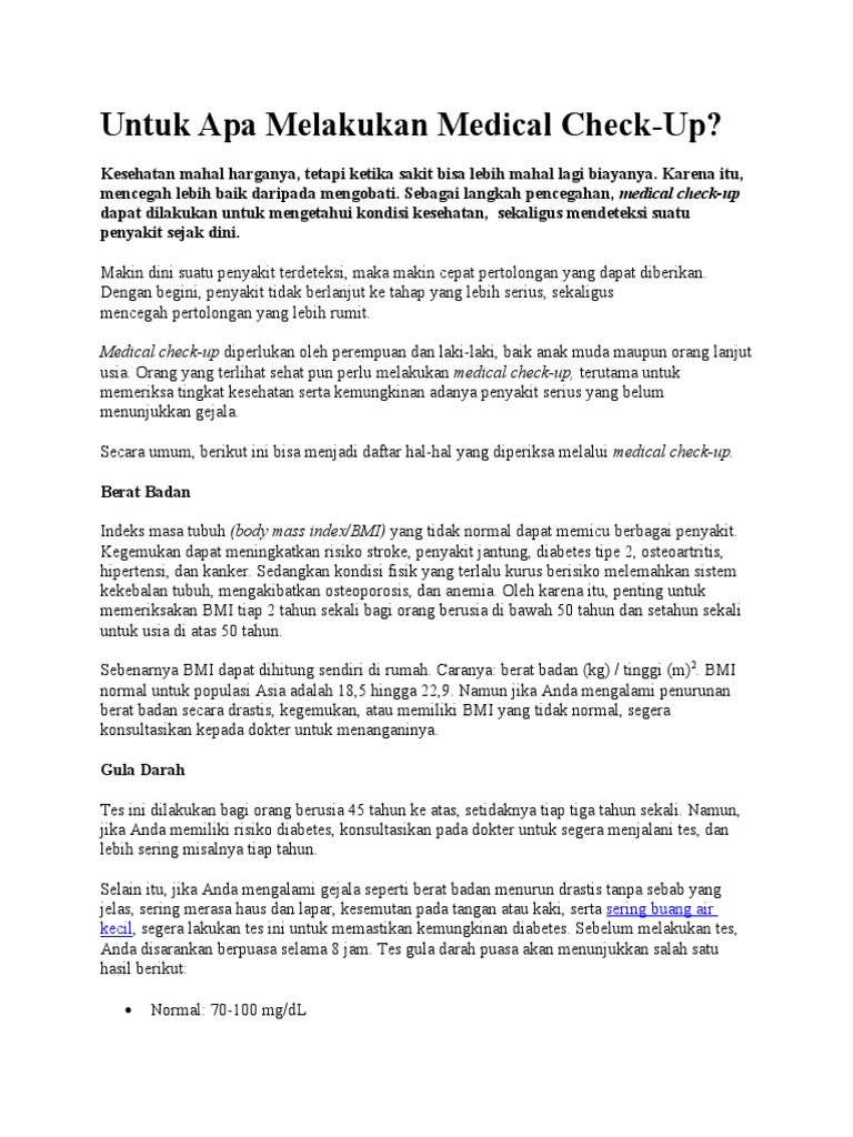 Medical Check Up | PDF