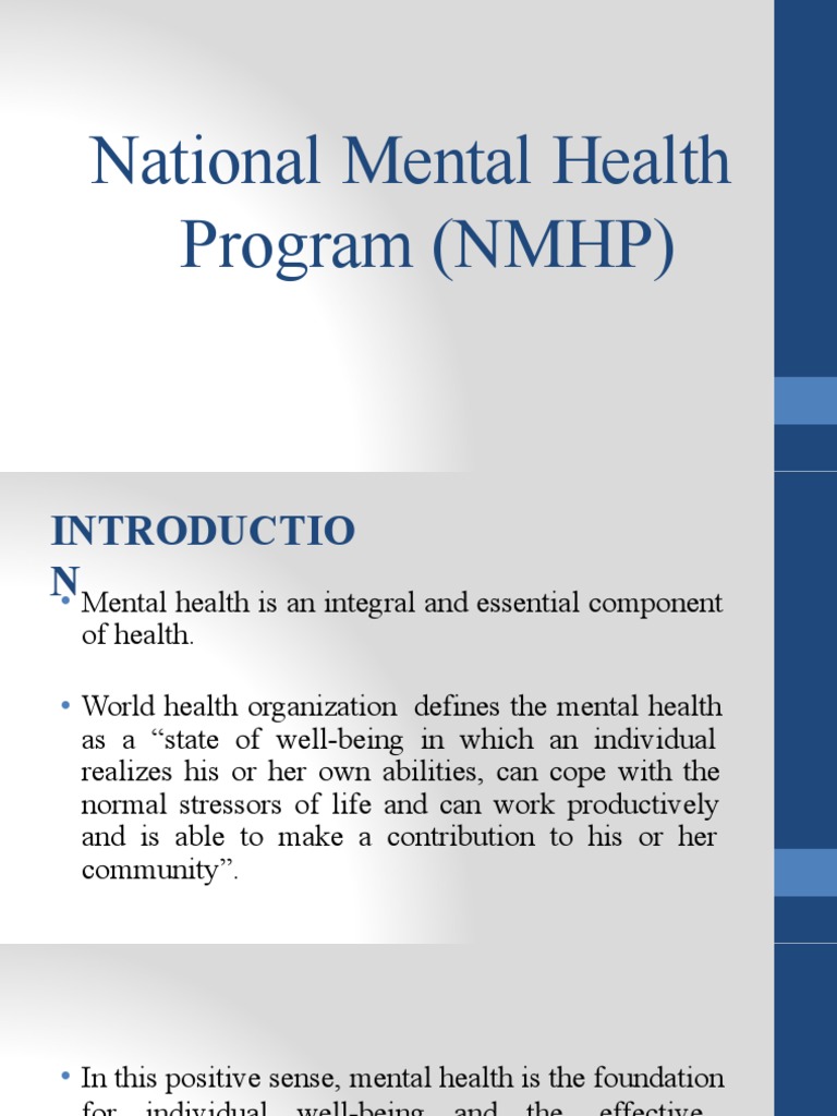 Overview of National Mental Health Program | PDF | Mental Health ...