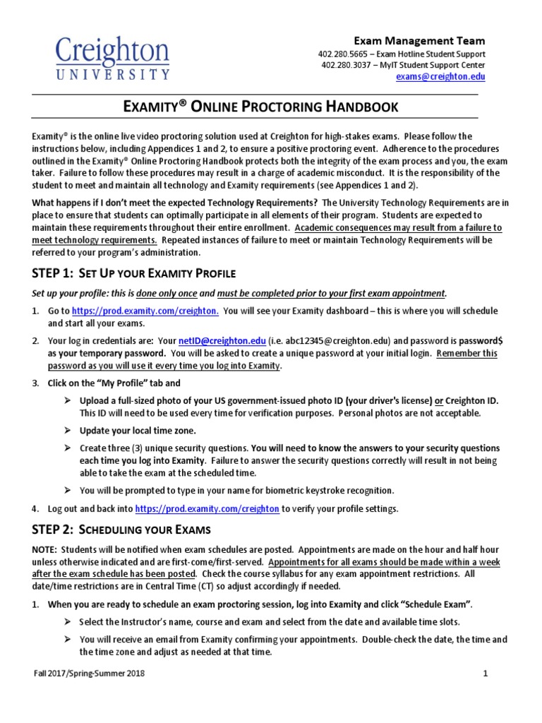 Examity Online Proctoring Handbook Fall 2017 | PDF | Microsoft Office ...