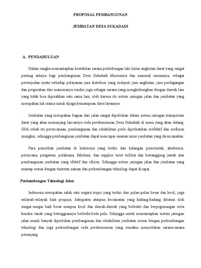 Proposal Pembangunan Jembatan Desa | PDF | Sains & Matematika ...