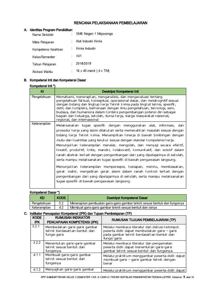 RPP Gambar Teknik 2 | PDF