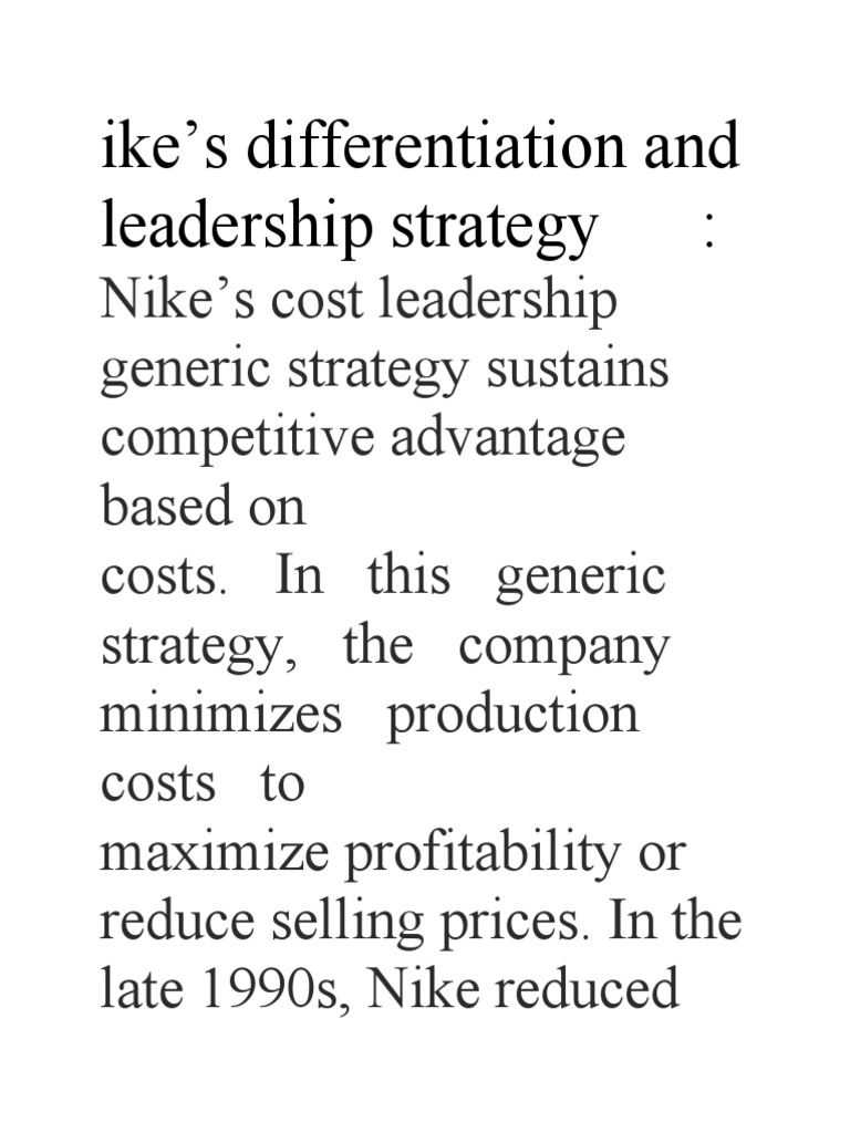 Ike's Differentiation and Leadership Strategy | PDF | Nike | Advertising