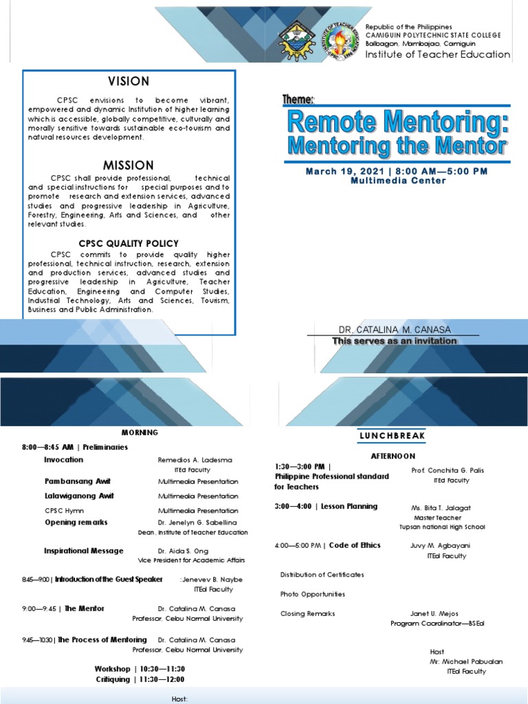 Mentoring The Mentor Seminar Invitation | PDF | Human Nature | Further ...