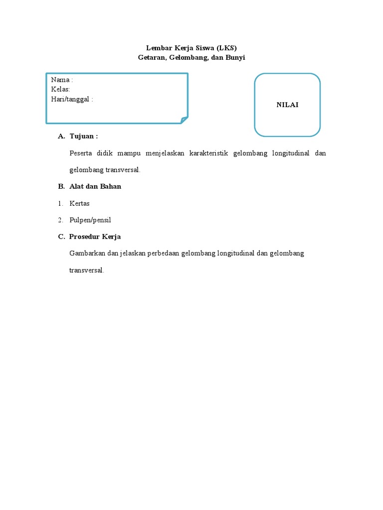 Lembar Kerja Siswa Getaran, Gelombang Dan Bunyi | PDF