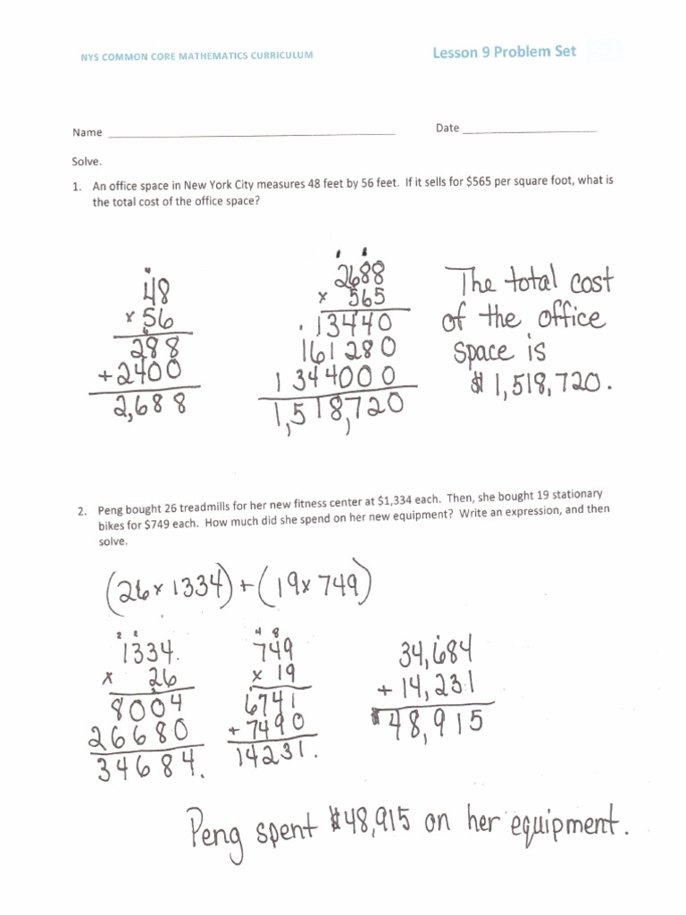 LEsson 9 PS Answers | PDF