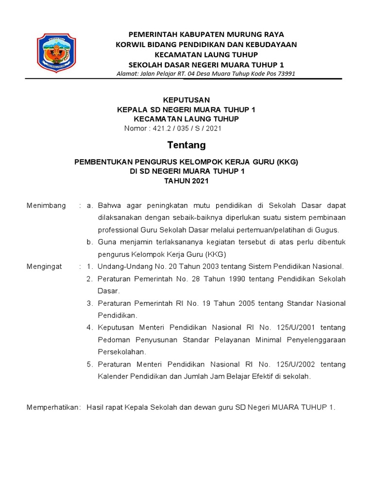 SK Pengurus KKG | PDF