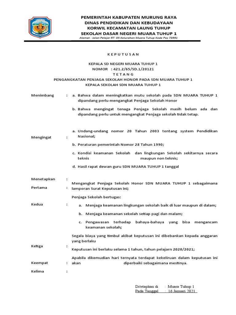 SK Penjaga Sekolah 2021 | PDF