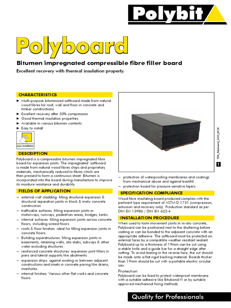 Polyboard: A Bitumen Impregnated Compressible Fibre Filler Board with ...