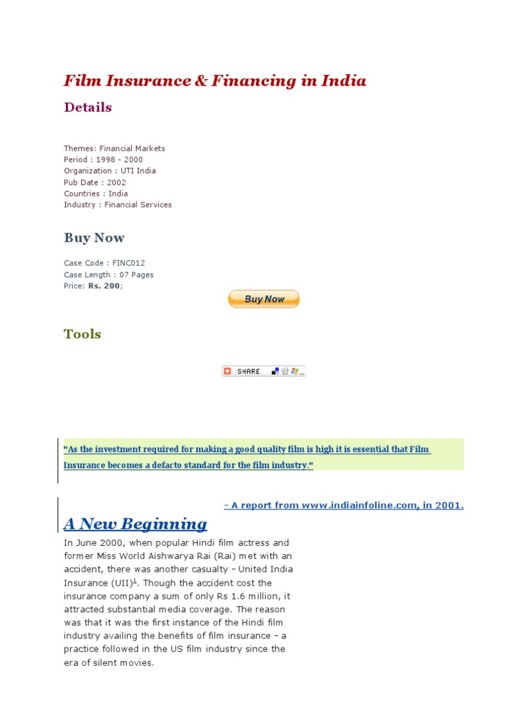 Film Insurance | PDF | Film Industry | Insurance