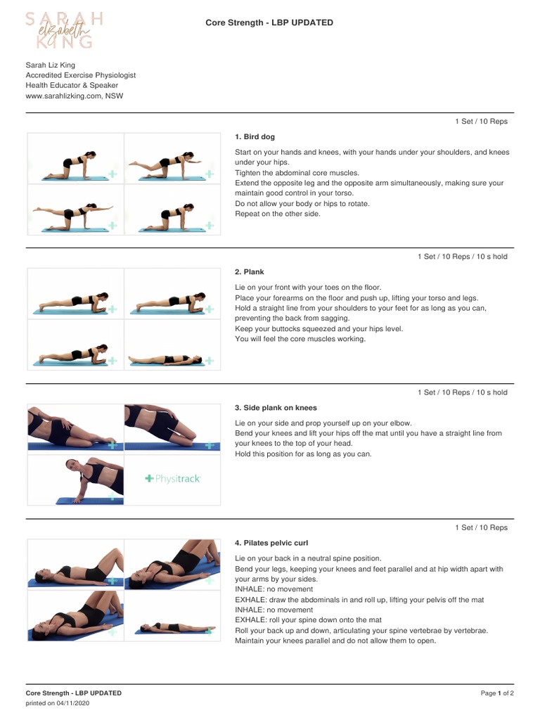 Core Strength Program Low Back Pain | PDF | Human Anatomy | Dance Science