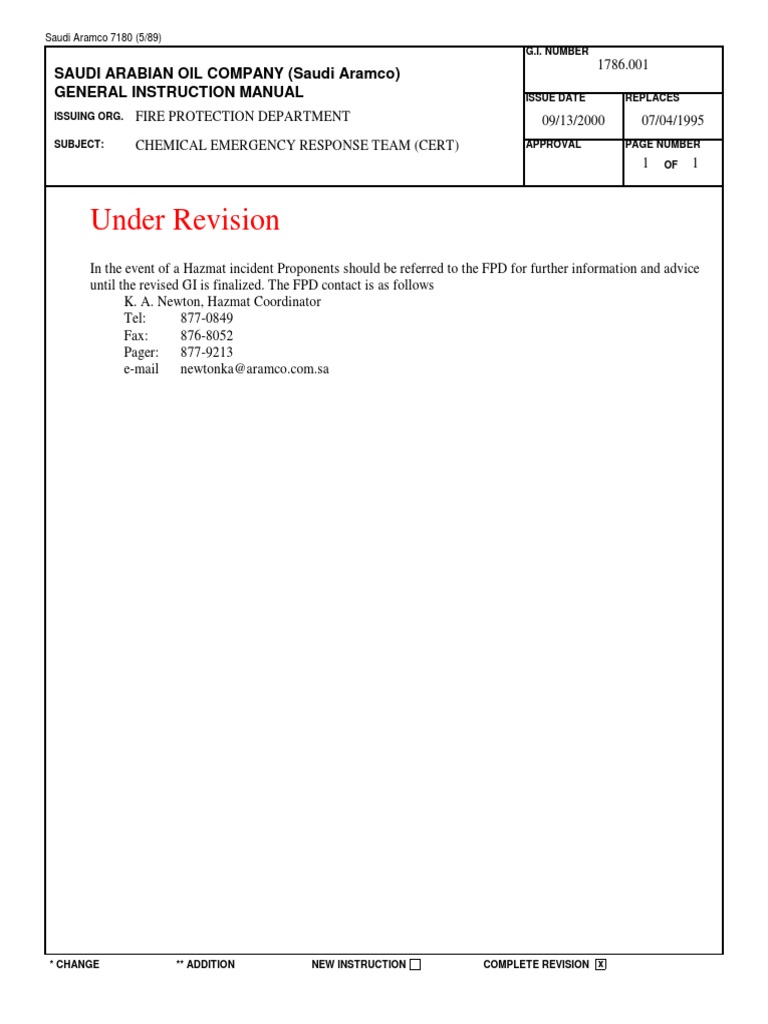 Under Revision: Saudi Arabian Oil Company (Saudi Aramco) General ...