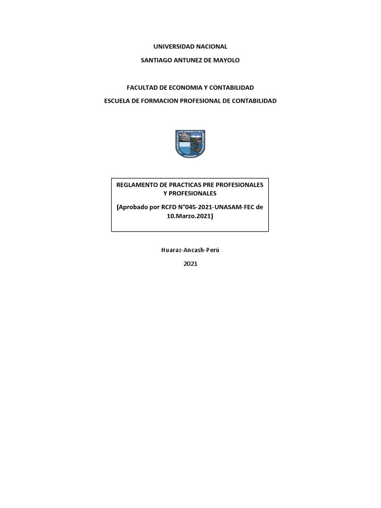 Reglamento de Prácticas Pre Profesionales y Profesionales y Protocolos de Bioseguridad Epc | PDF ...