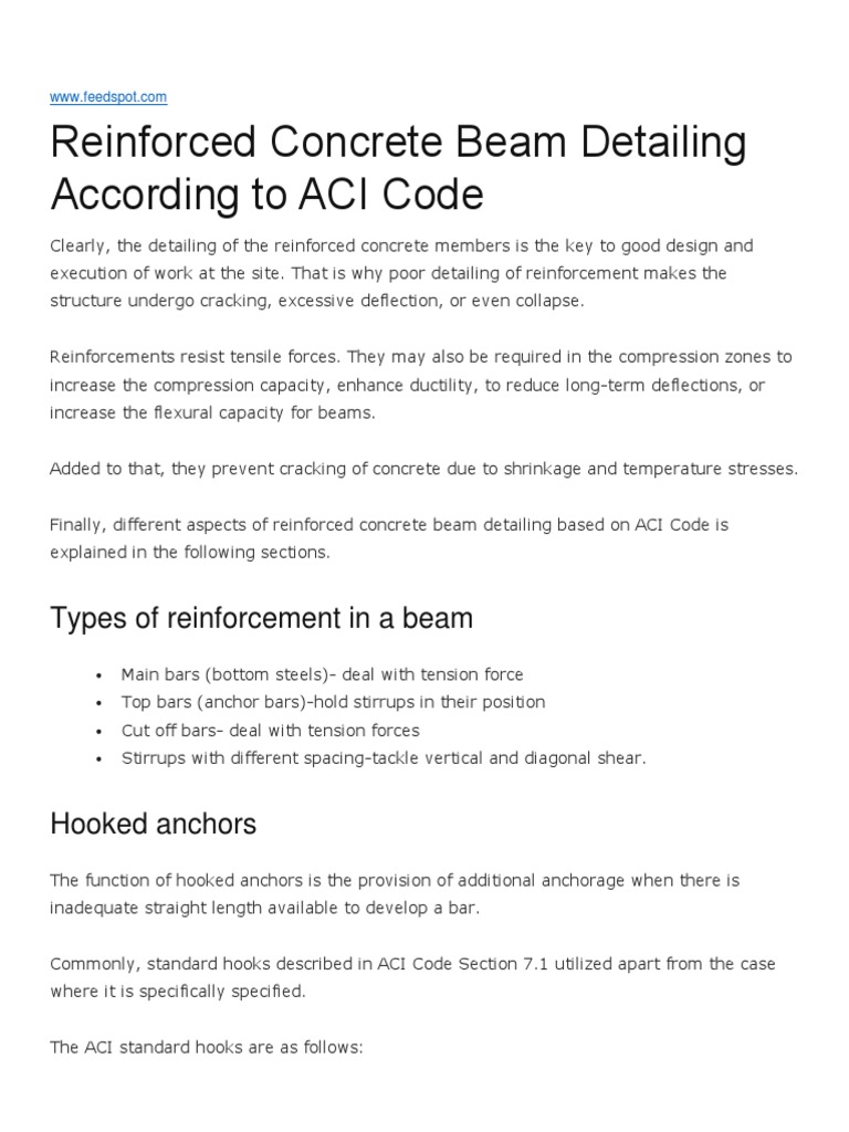 ACI Guidelines for Beam Reinforcement | PDF | Reinforced Concrete ...
