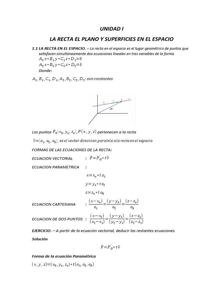 La Recta, El Plano, y Superficies en r3 | PDF | Geometria plana ...