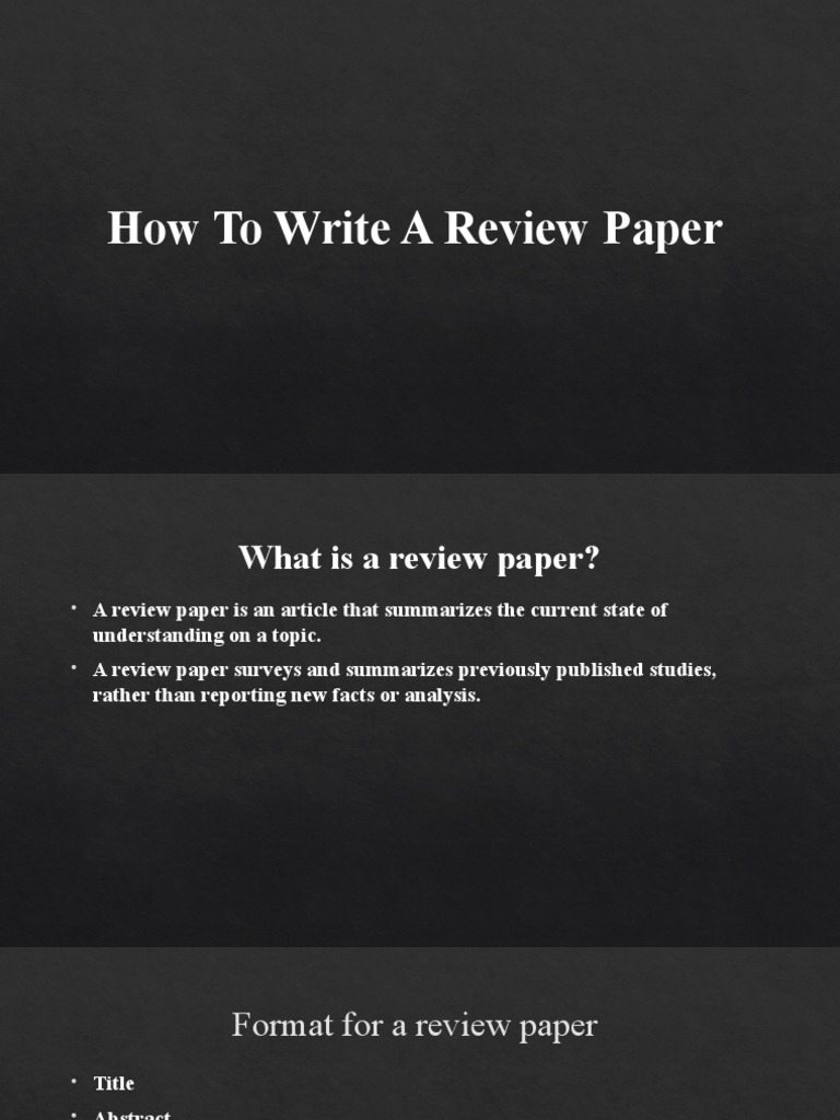 Writing a Review Paper Guide | PDF | Language Arts & Discipline