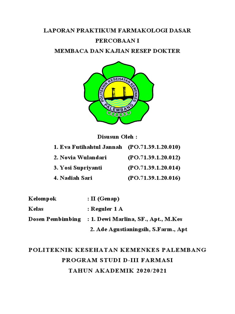 Laporan Farmakologi Dasar Percobaan 1 Membaca Dan Kajian Resep Dokter - Kel 2 Farmasi Reg 1A | PDF