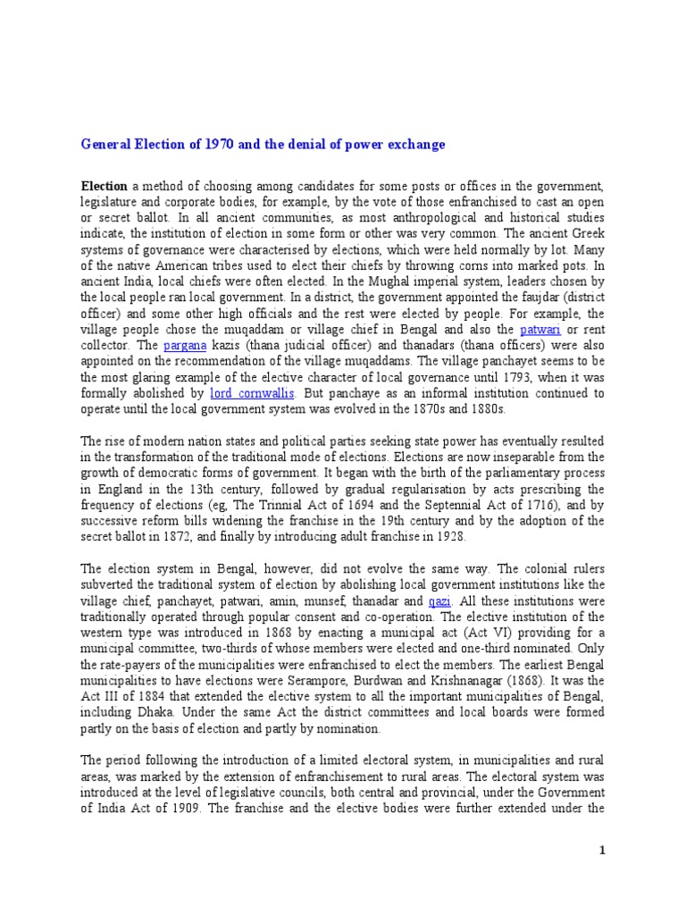 General Election of 1970 | Download Free PDF | Elections | Voting