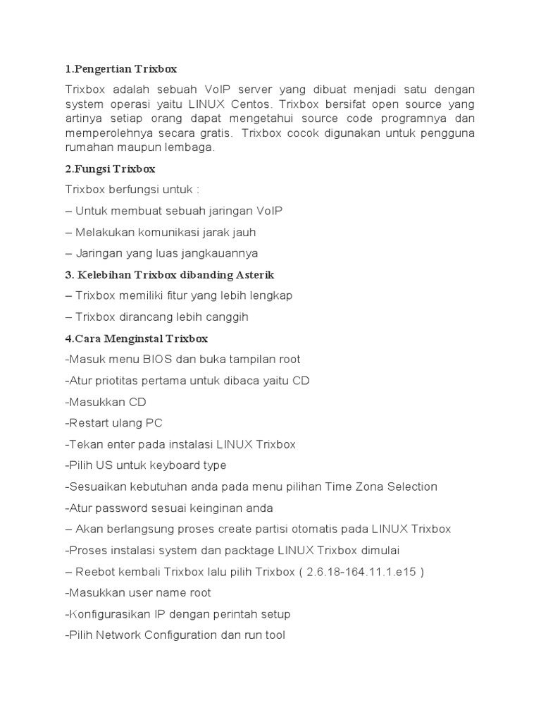 Panduan Instalasi Trixbox VoIP | PDF