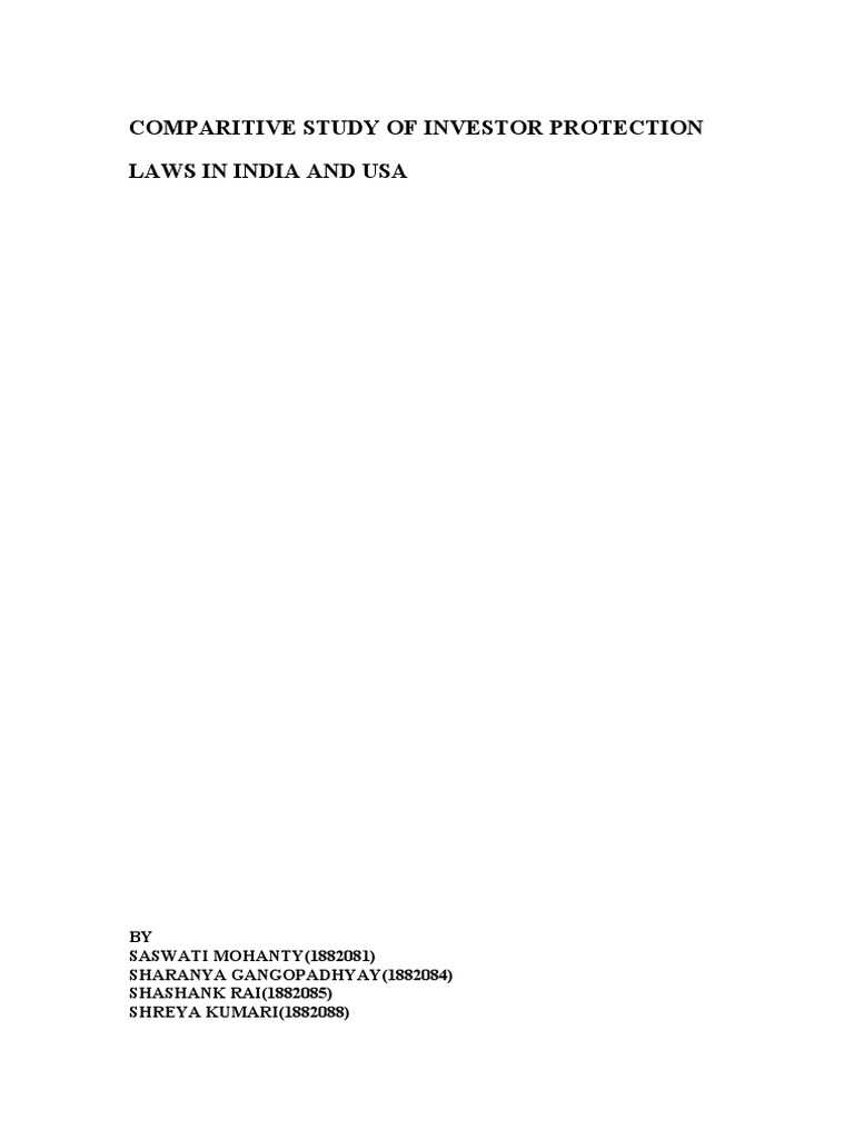 Investor Protection Laws: India vs USA | PDF | U.S. Securities And ...