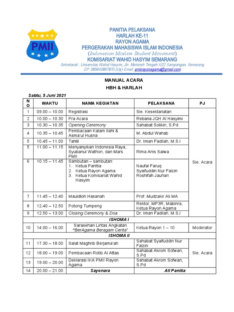 Panitia Pelaksana Harlah Ke-11 Rayon Agama Pergerakan Mahasiswa Islam ...